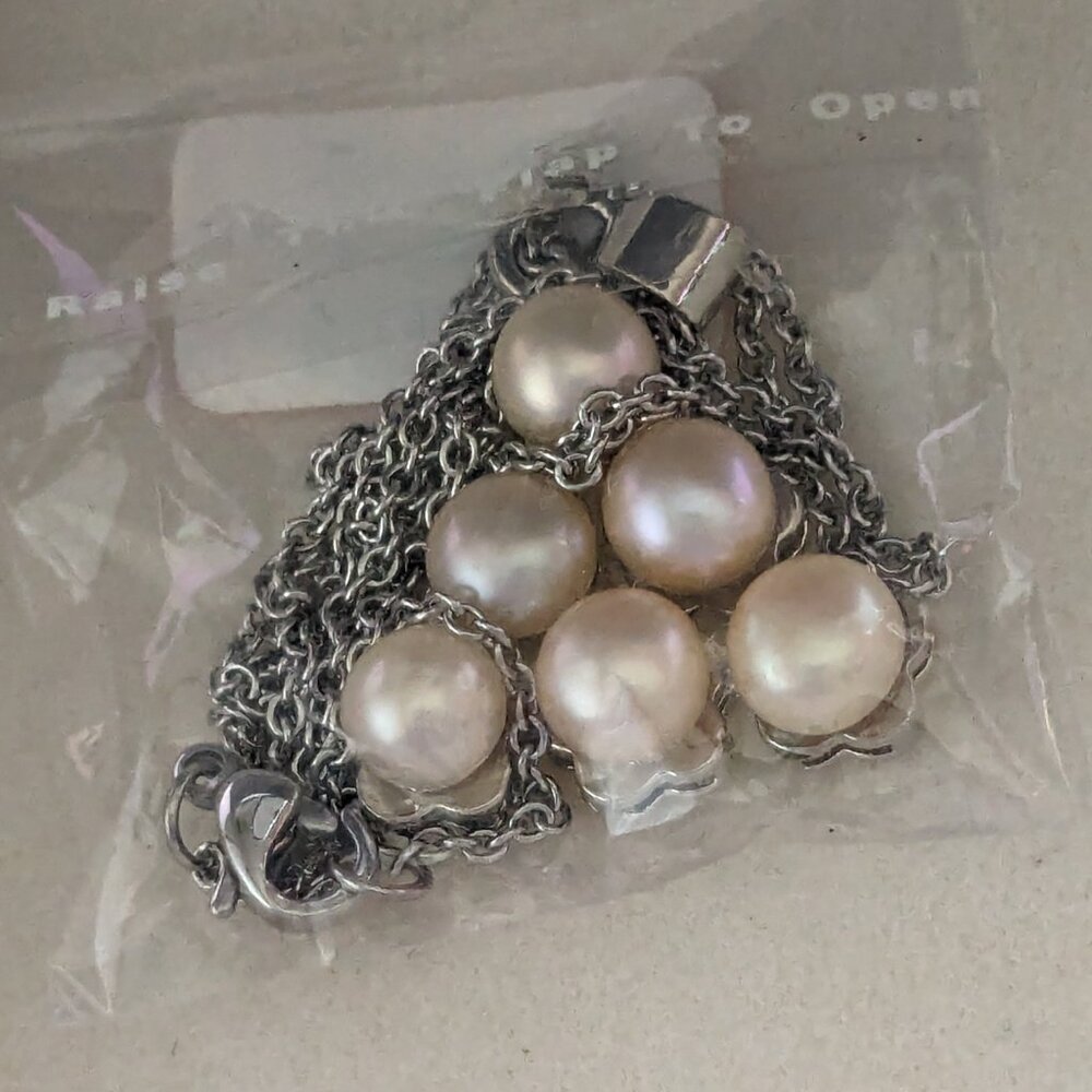 Light Pink Freshwater Pearl Triangle Pendant Silver T… - Gem